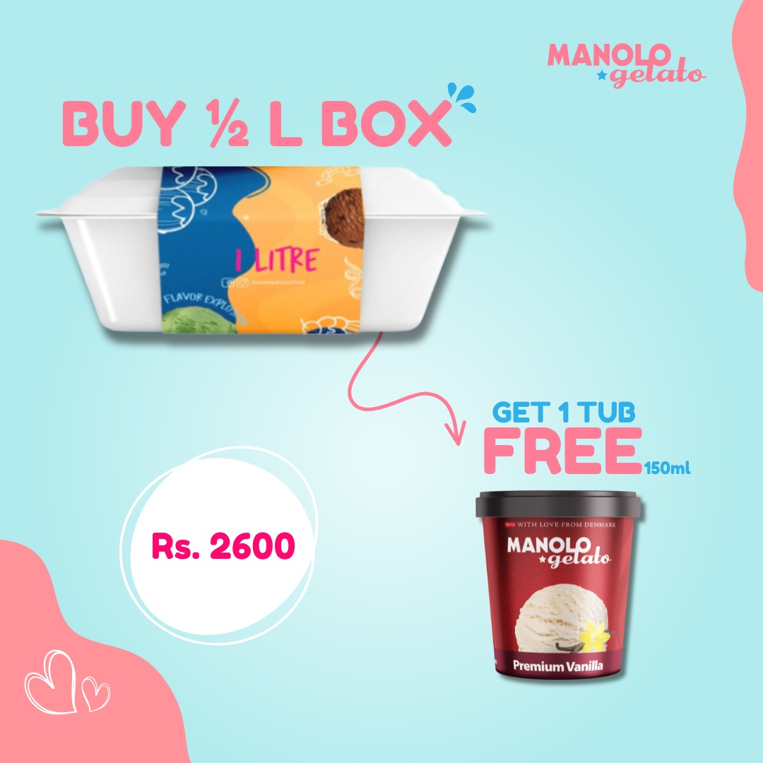 Buy 1/2 Litre Box and 1 Free Tub (150ml) Deal - Manolo Gelato